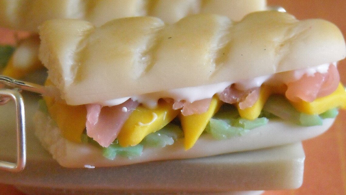 Ham and Cheese on Baguette, Sandwich Necklace, Fake Food Jewelry ...