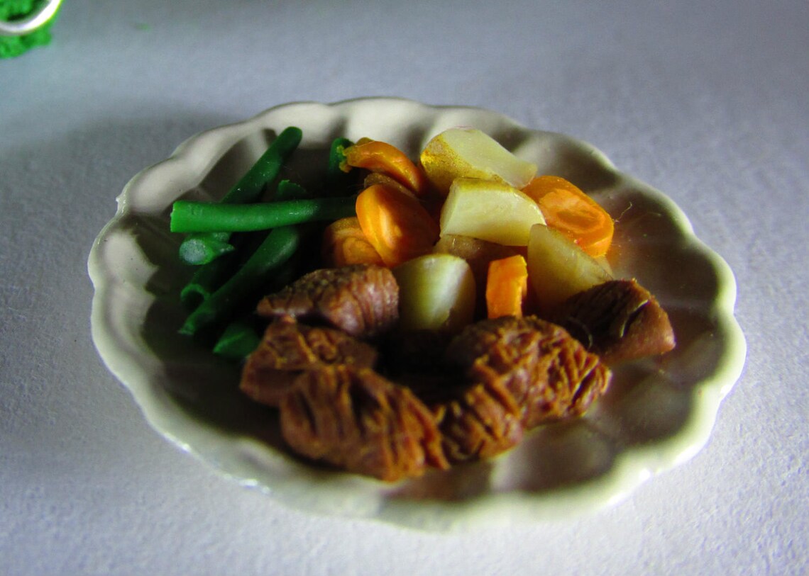 Beef Dinner With Vegetable Necklace Comfort Food Fake Food - Etsy