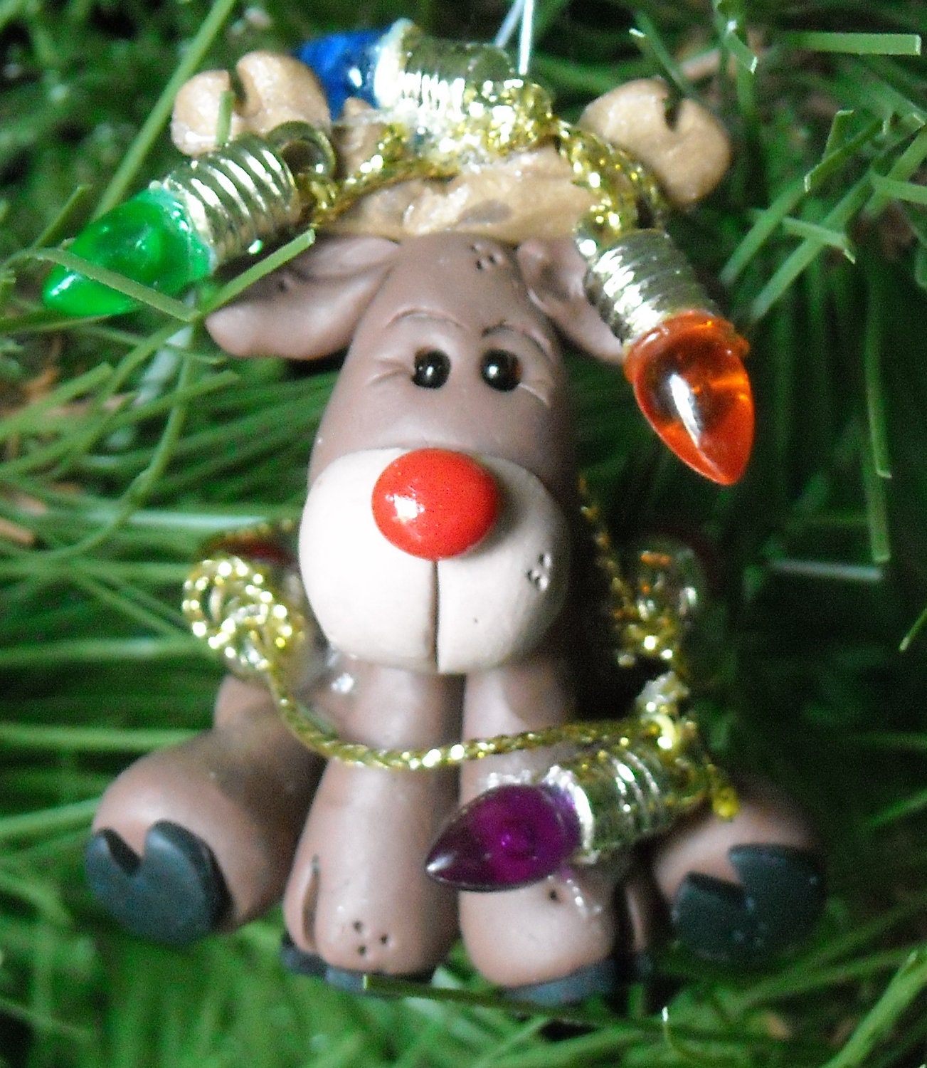 Handmade Rudolph Christmas Ornament: Polymer Clay Reindeer - Etsy