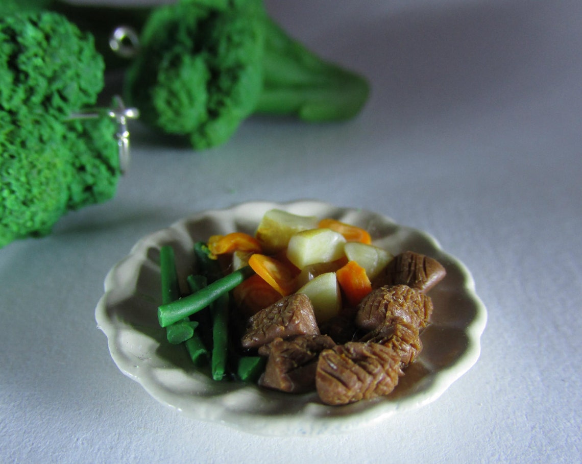Beef Dinner With Vegetable Necklace Comfort Food Fake Food - Etsy