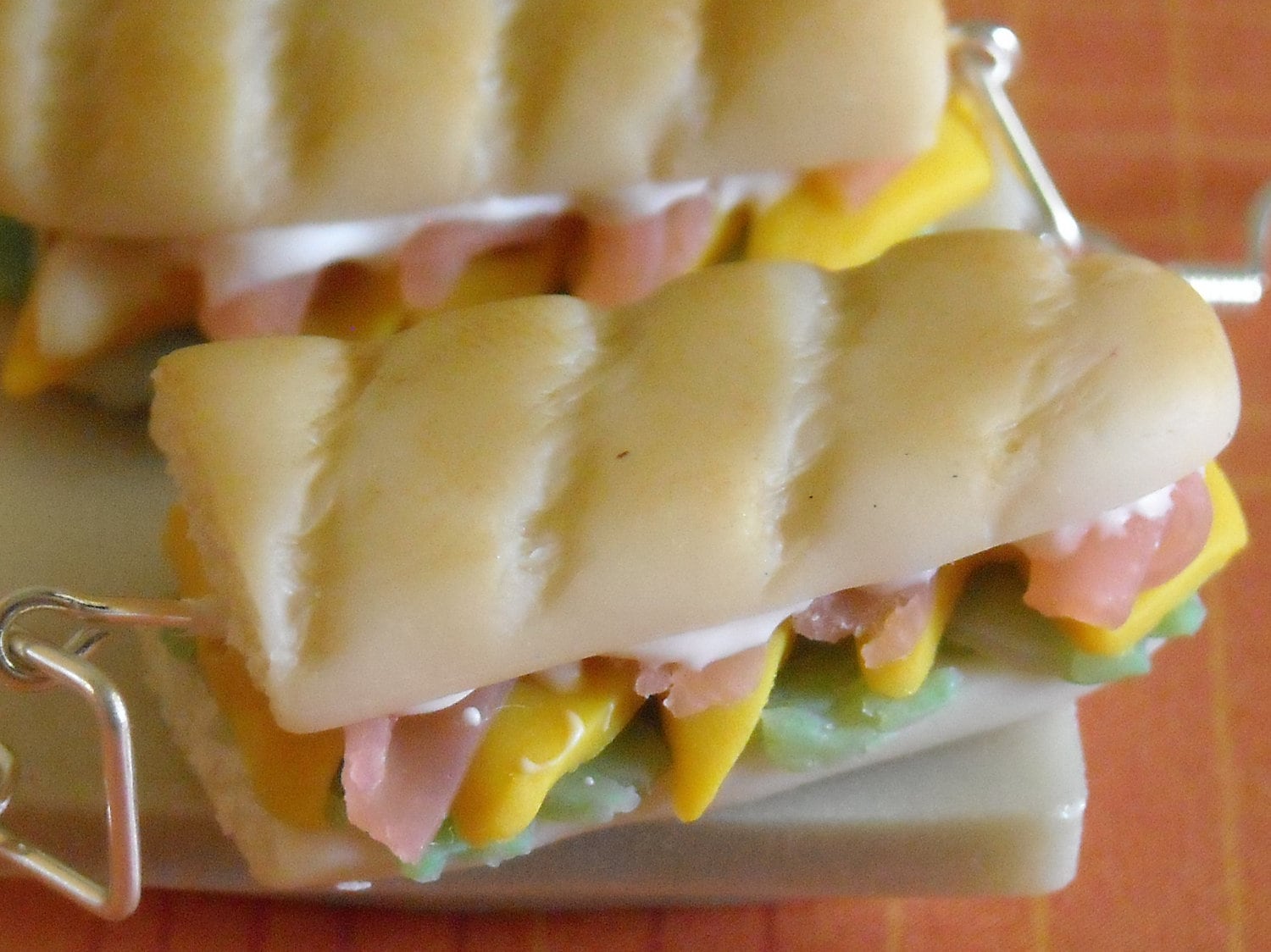 Ham and Cheese on Baguette, Sandwich Earrings, Fake Food Jewelry ...