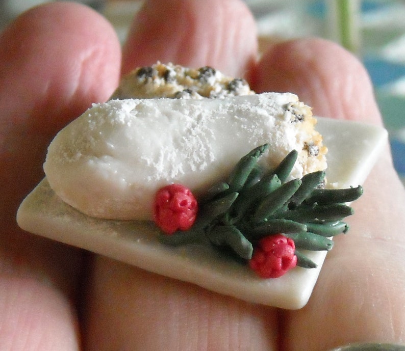 German Christmas Stollen Bread Necklace, Polymer Clay 1:12 Miniature ...