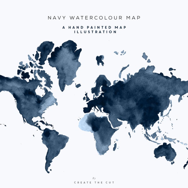 Watercolor World Map - Etsy