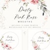 Watercolor Wreath Clipart Dusty Pink Rose, High-resolution Digital ...