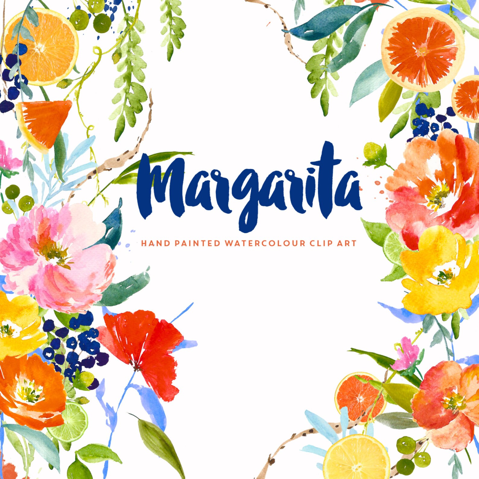 Margarita Design Kit Hand-painted Watercolour Floral Clip | Etsy