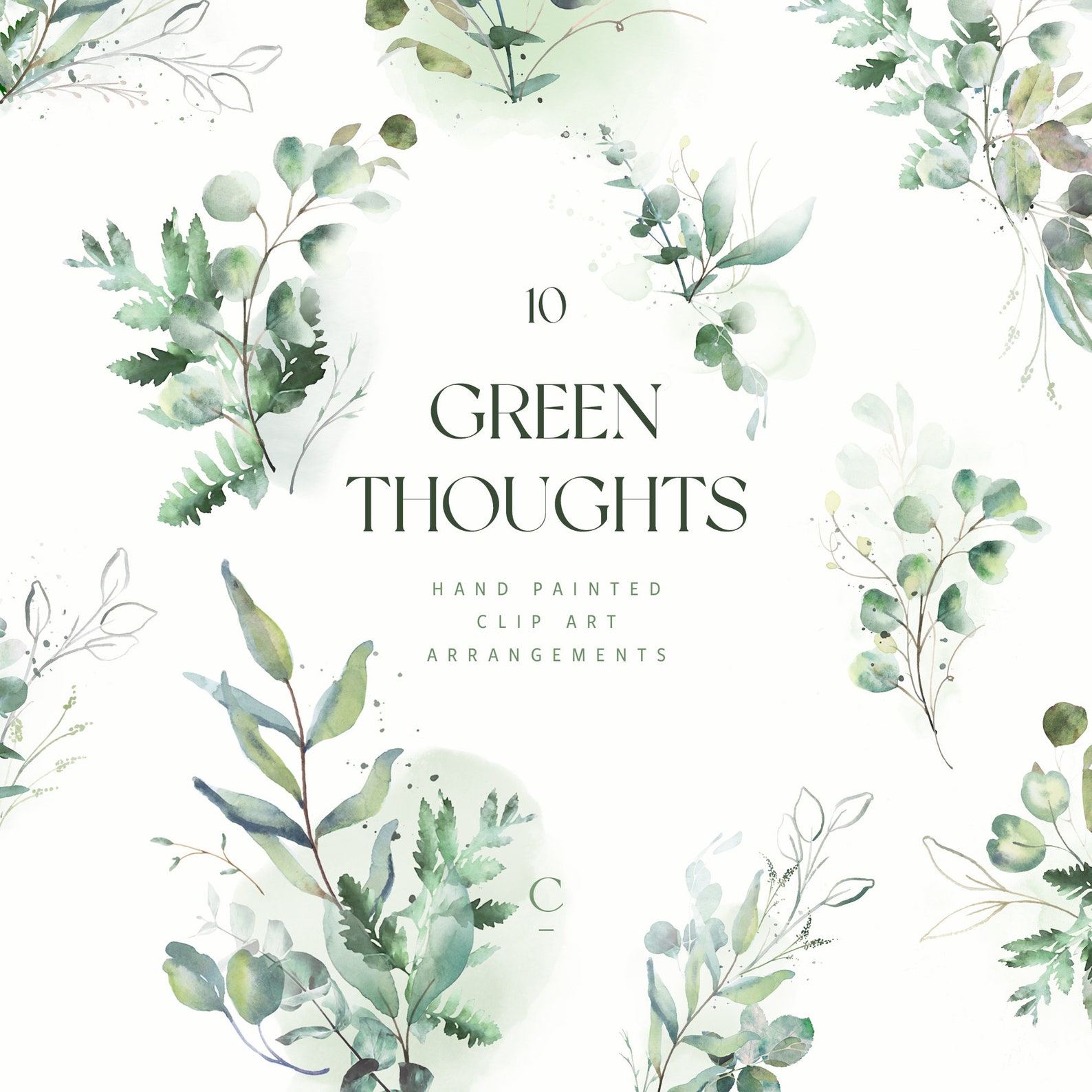 Watercolor Bouquet Bundle Watercolor Greenery Eucalyptus - Etsy