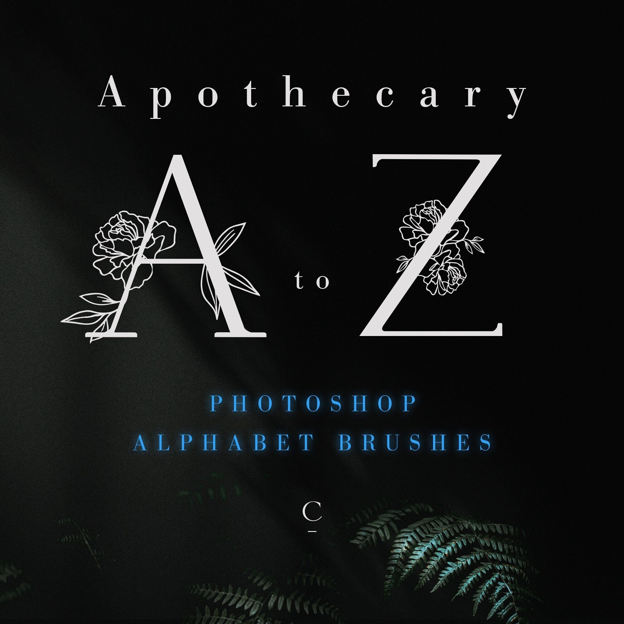 Botanical Alphabet Photoshop Brushes - Photoshop Floral Alphabet Stamps ...