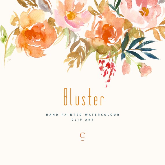 Bluster Watercolour Flower Header Clip Art Hand-painted - Etsy Denmark