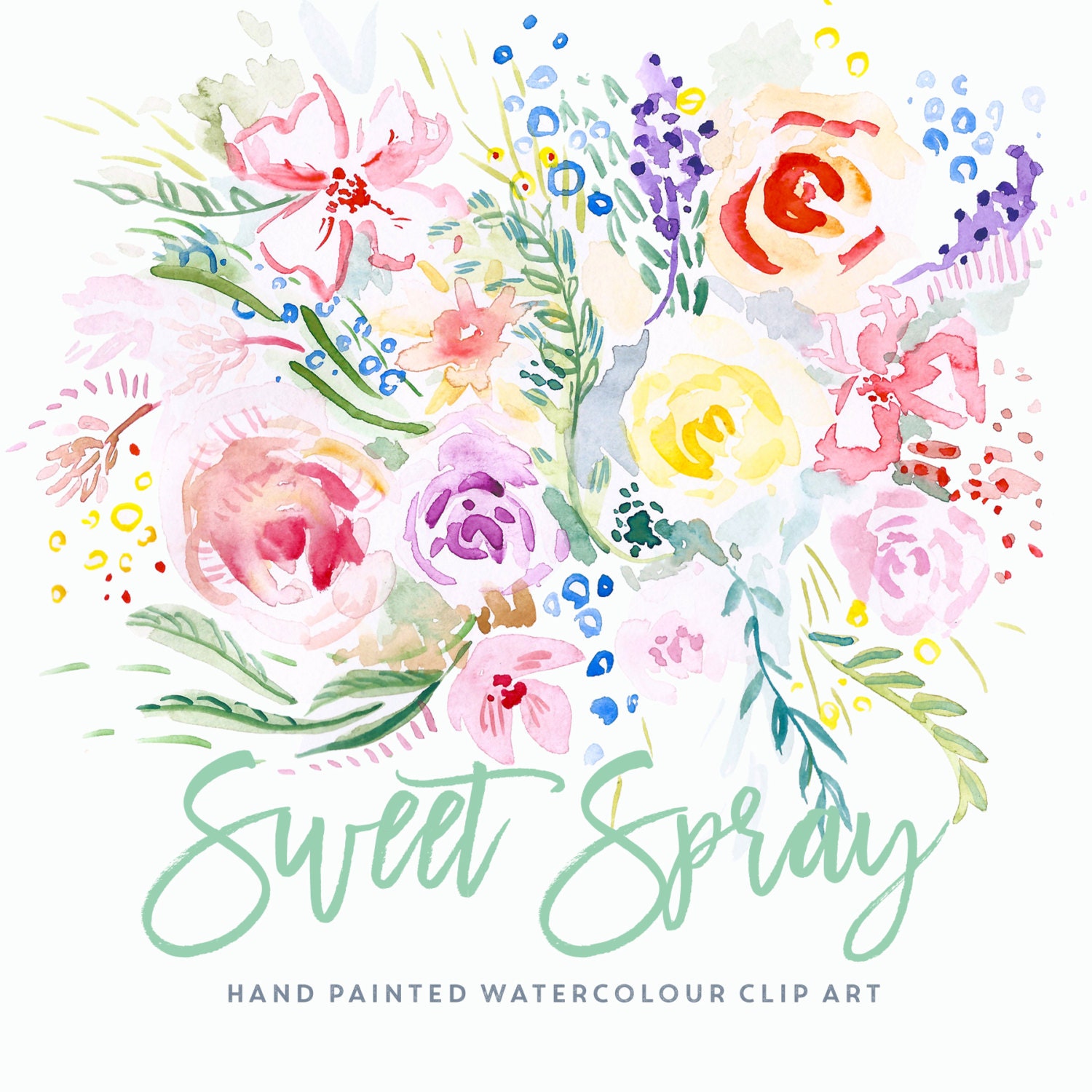 Sweet Spray | Watercolour Flower Clip Art | Warm Apricot Rose | Deep ...