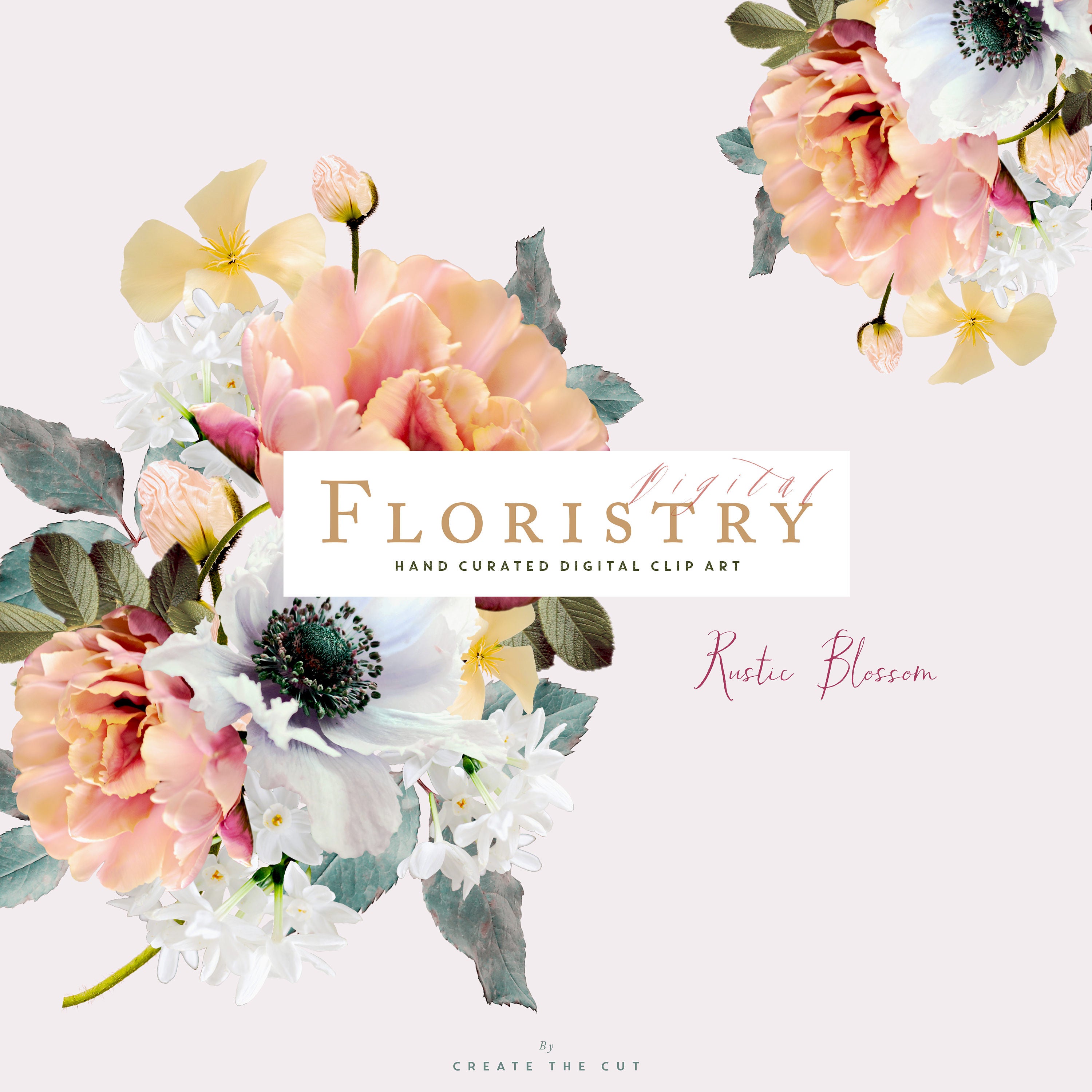 Flower Clipart - Real Floral Clip Art - Digital Art Clipart - Pink ...