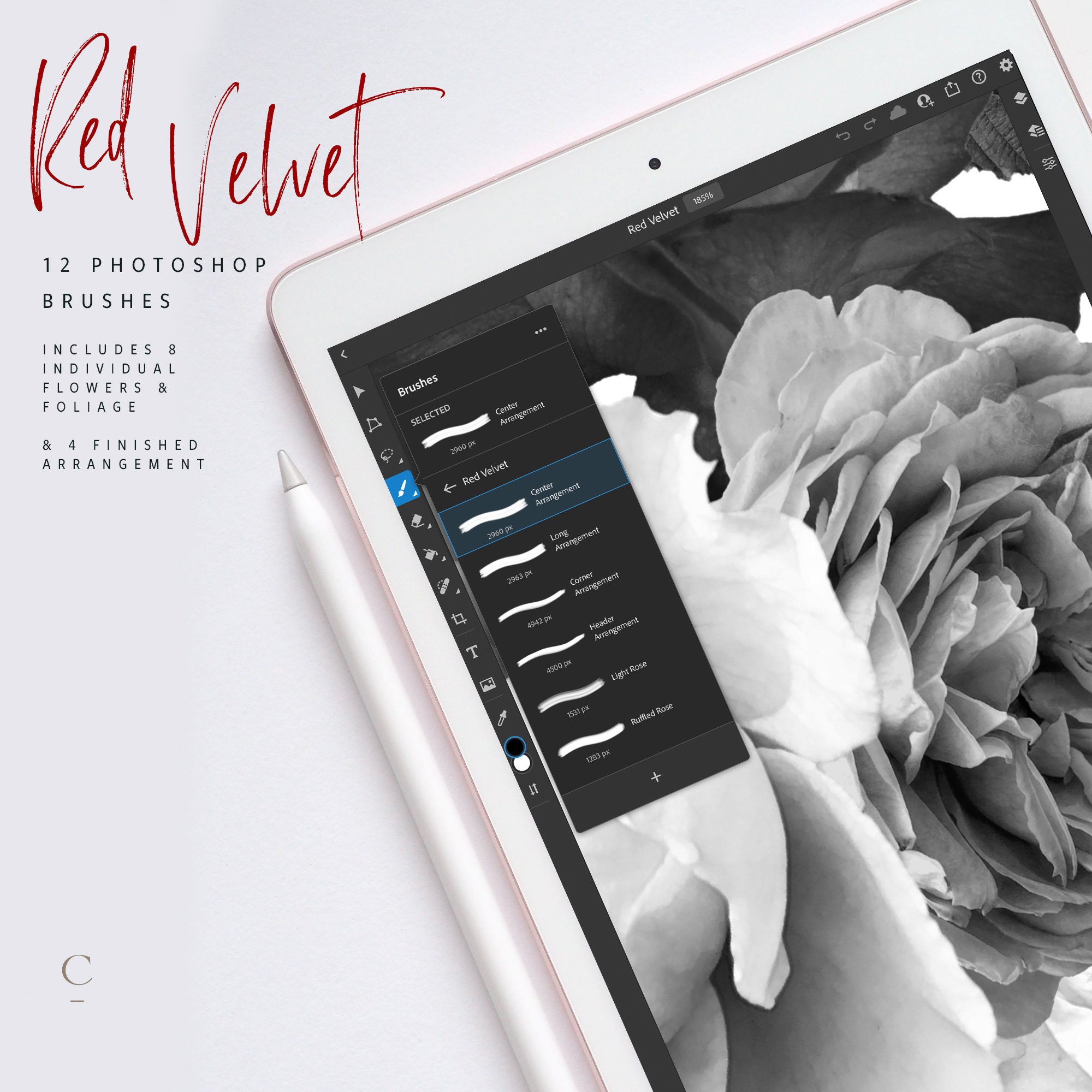 12 Floral Photoshop Brushes Photoshop Stamps Flower Stamps | Etsy