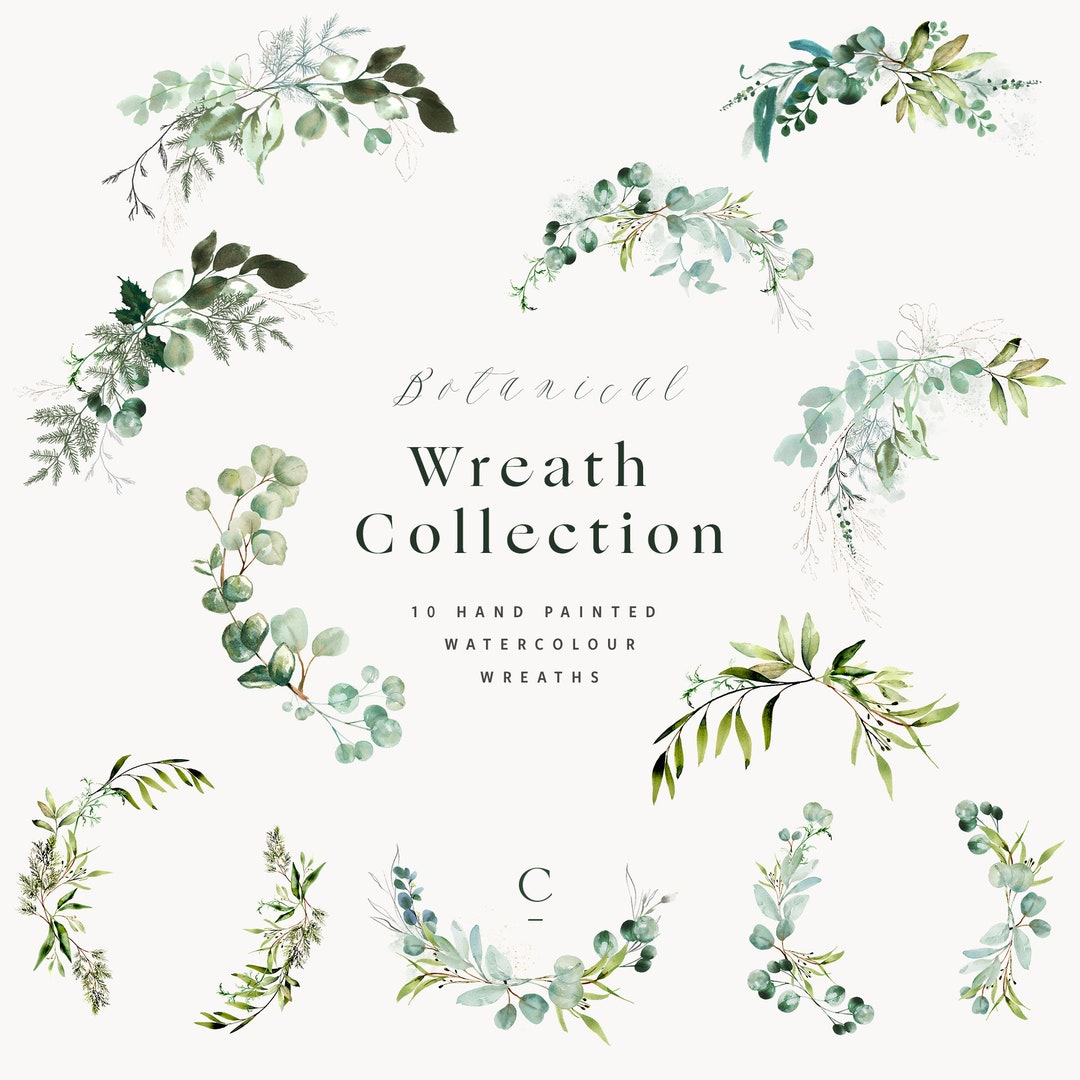 Watercolor Wreath Bundle - Watercolor Greenery - Watercolor Wreath ...