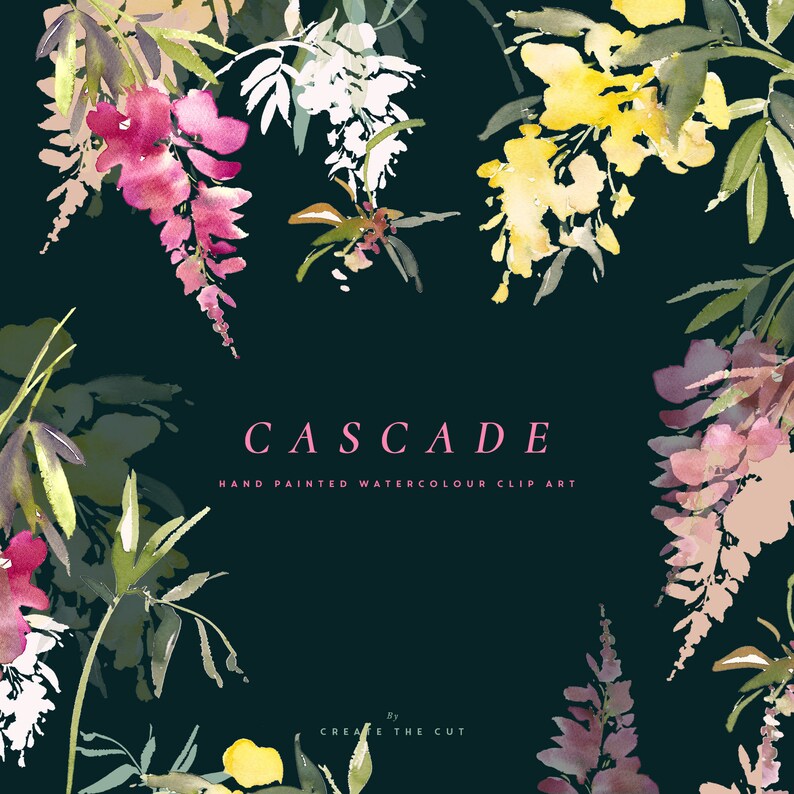 Cascade Hand-Painted Flower Watercolour Clip Art Foxgloves | Etsy