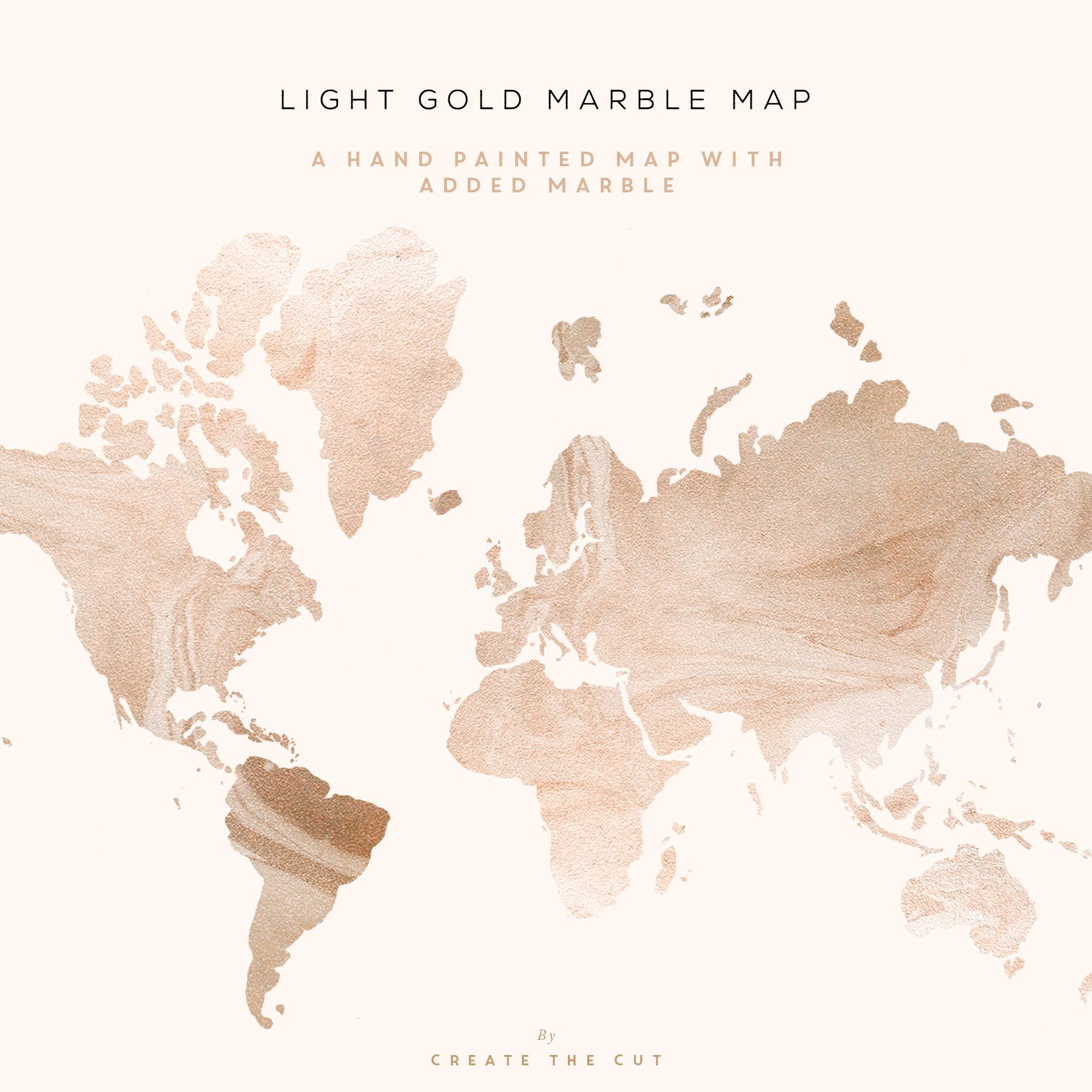 Light Gold Marble Map | Illustrations | Hand-painted Marble Watercolour ...