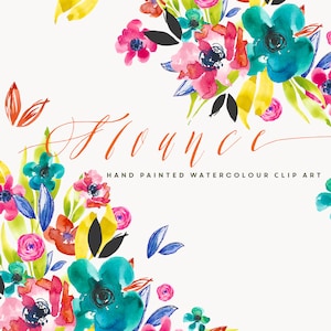 Hand Painted Watercolor Clipart - Flower Clipart - Floral Clipart ...