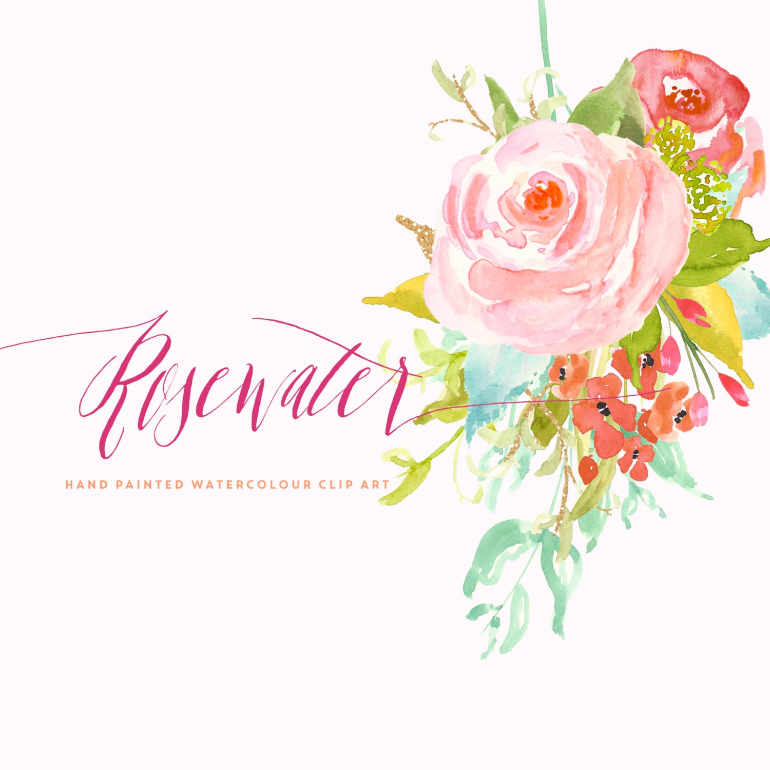 Rosewater | Watercolour Flower Clip Art Collection | Hand-painted ...