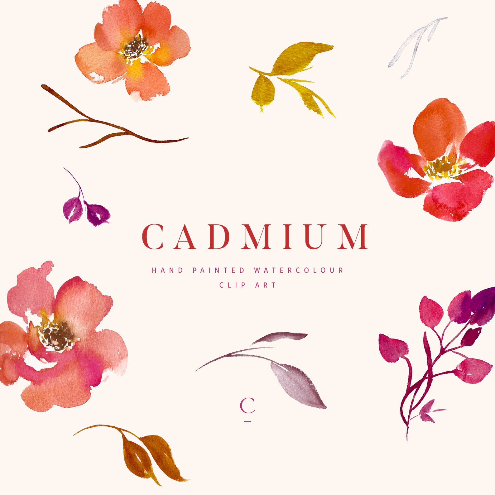 Watercolour Flower Clip Art Hand Painted Floral Clipart | Etsy