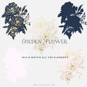 Golden Flower | Hand-drawn Gold Clip Art | Create the Cut - Etsy UK