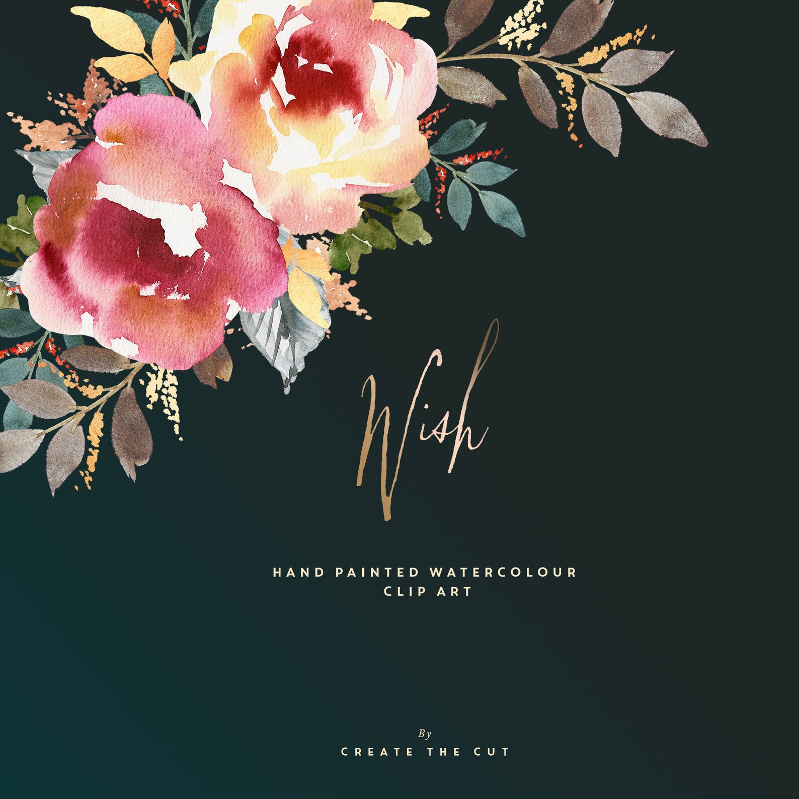 Wish | Flower Clip Art | Hand-painted Watercolour Clip Art | Abraham ...