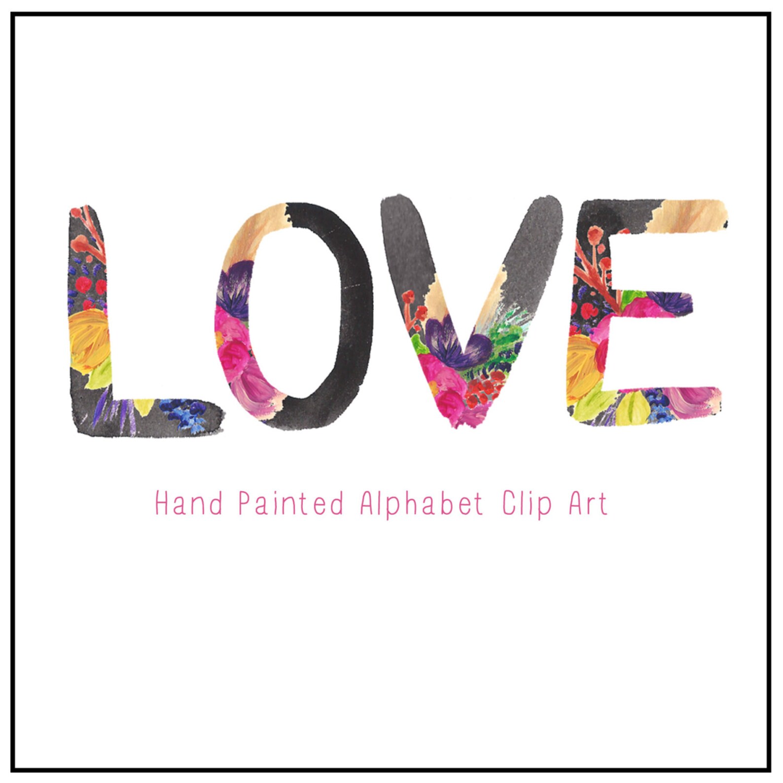 Joy Alphabet Hand-painted Flower Clip Art Sunflower Rose Petals Red ...