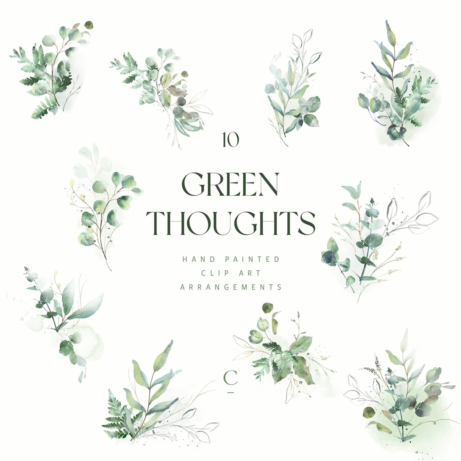 Watercolor Bouquet Bundle Watercolor Greenery Eucalyptus | Etsy