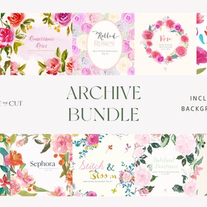 Archive Bundle, Watercolor Clip Art Bundle, Floral Clipart Bundle ...