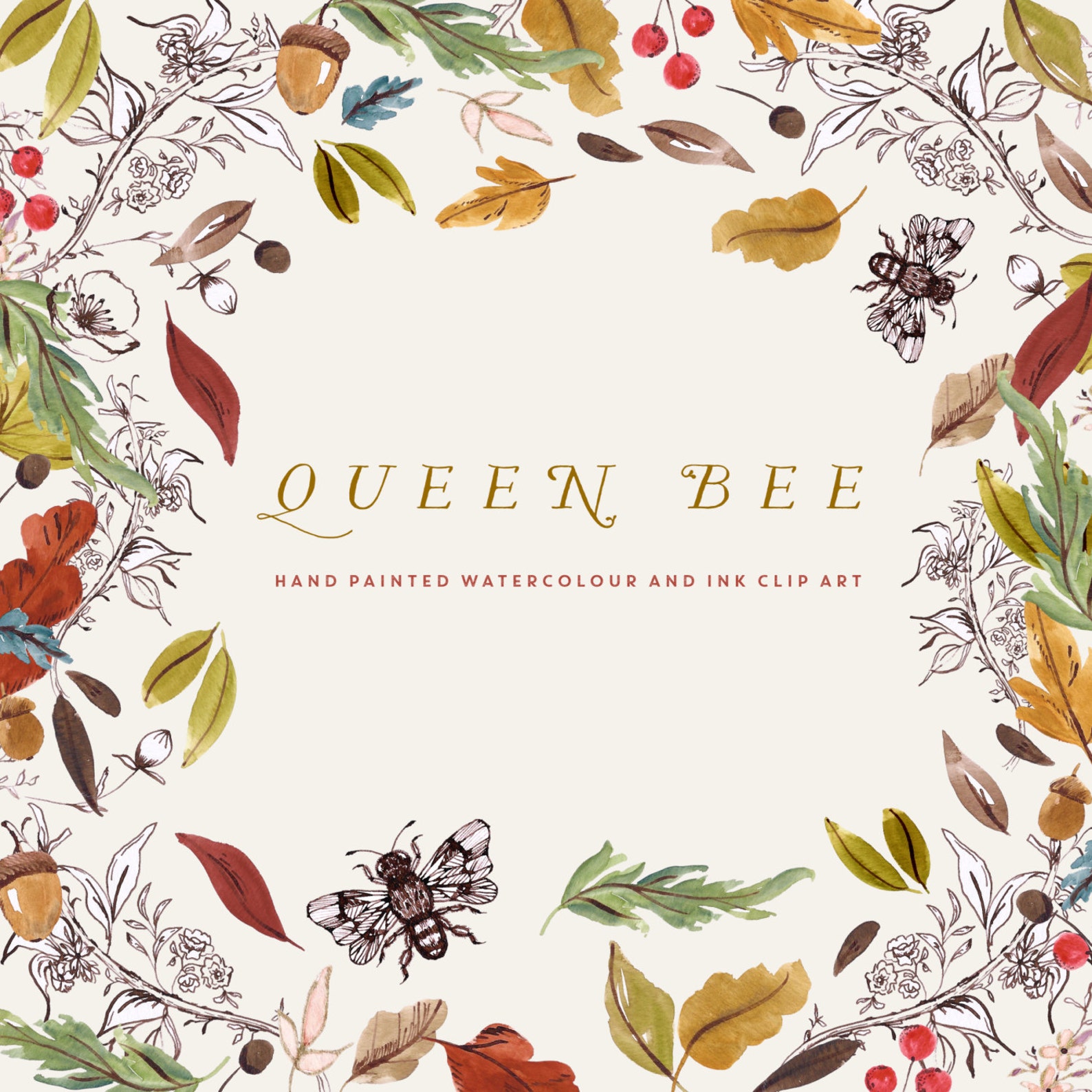 Hand Painted Watercolor Fall Clipart, Autumn Illustrations, PNG Clip ...