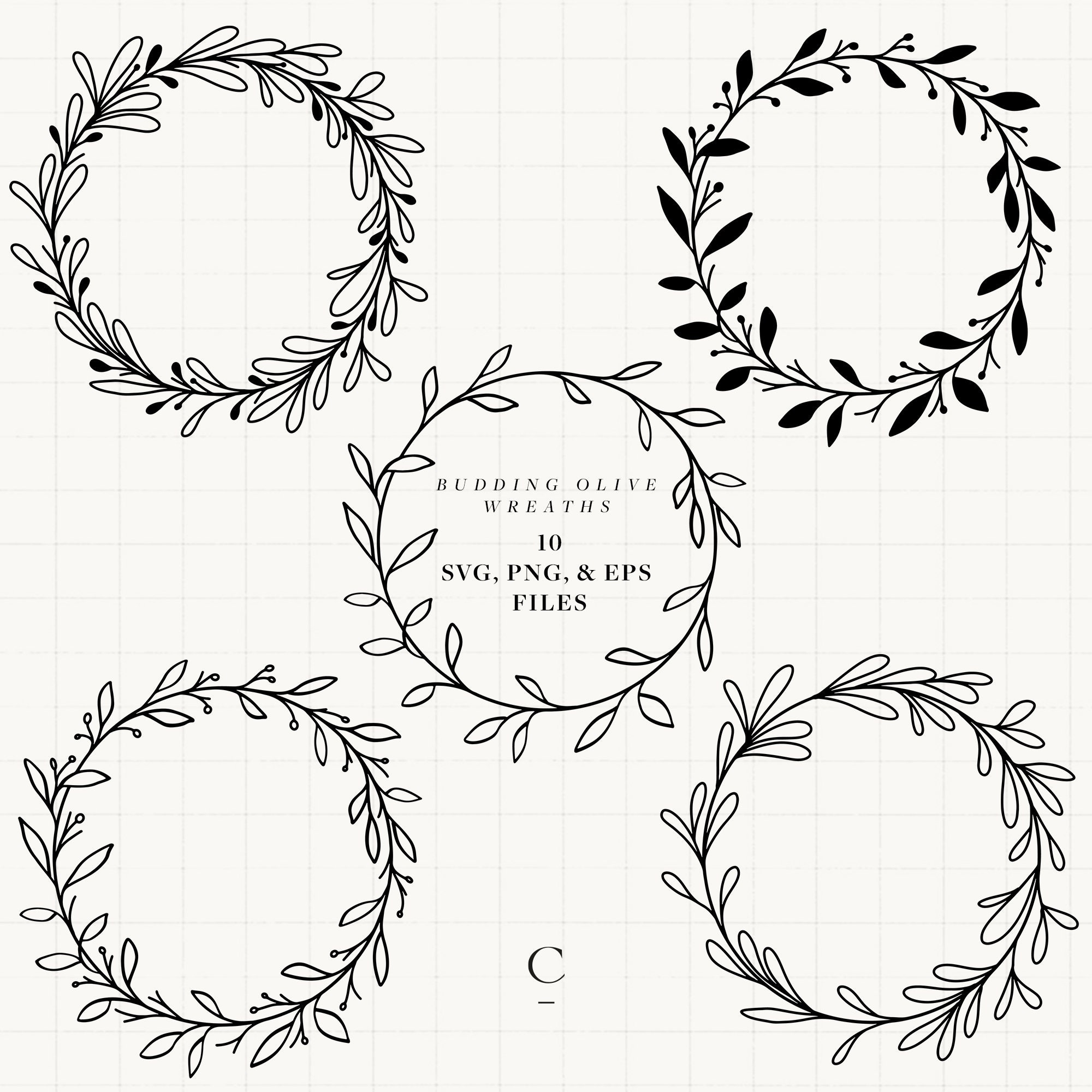 10 Floral Wreath SVG Bundle Commercial Use Wreath Svg & Png | Etsy