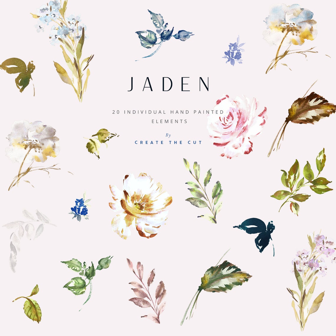 Jaden | Hand-painted Watercolour Flower Clip Art | White Jasmine ...