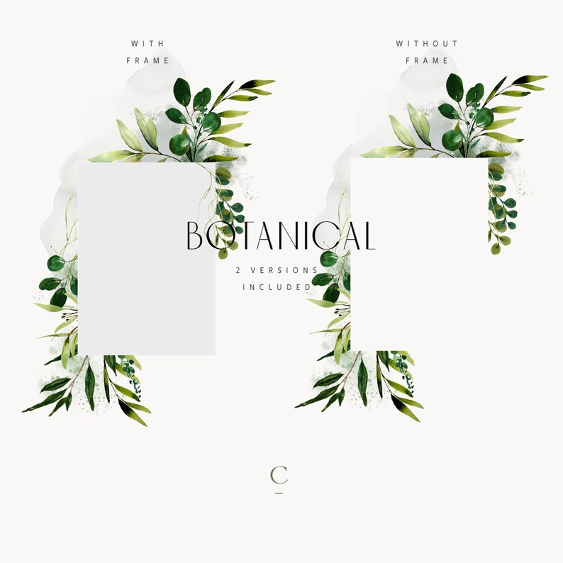 Watercolor Frame Clipart Watercolor Greenery Botanical - Etsy