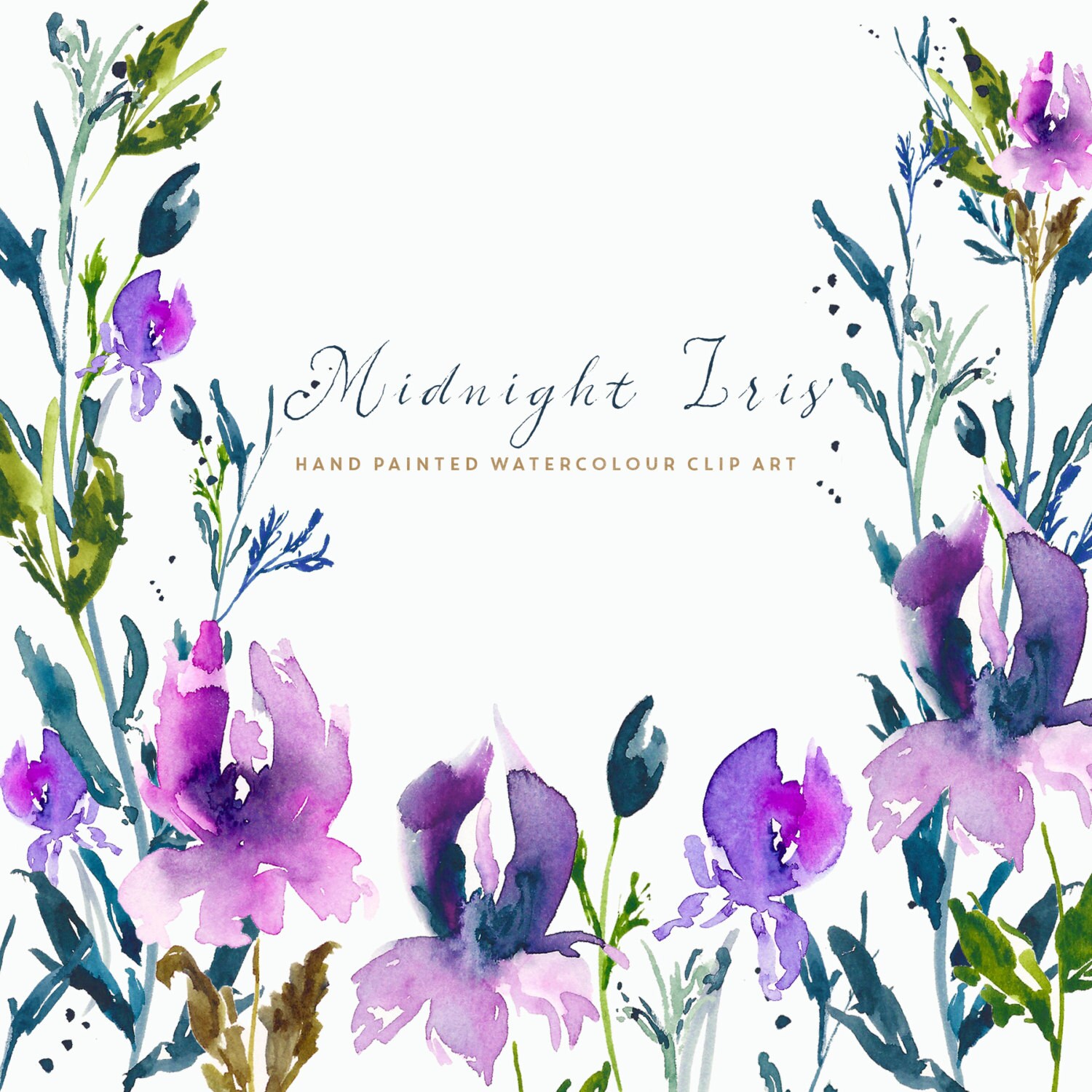 Watercolor Flower Hand Painted Clipart Wildflower Clipart | Etsy