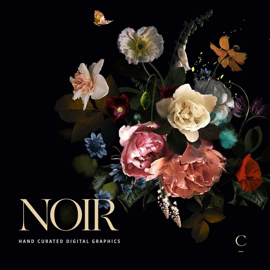 Floral Clipart - Real Flower Clip Art - Floral Arrangements - Dark ...