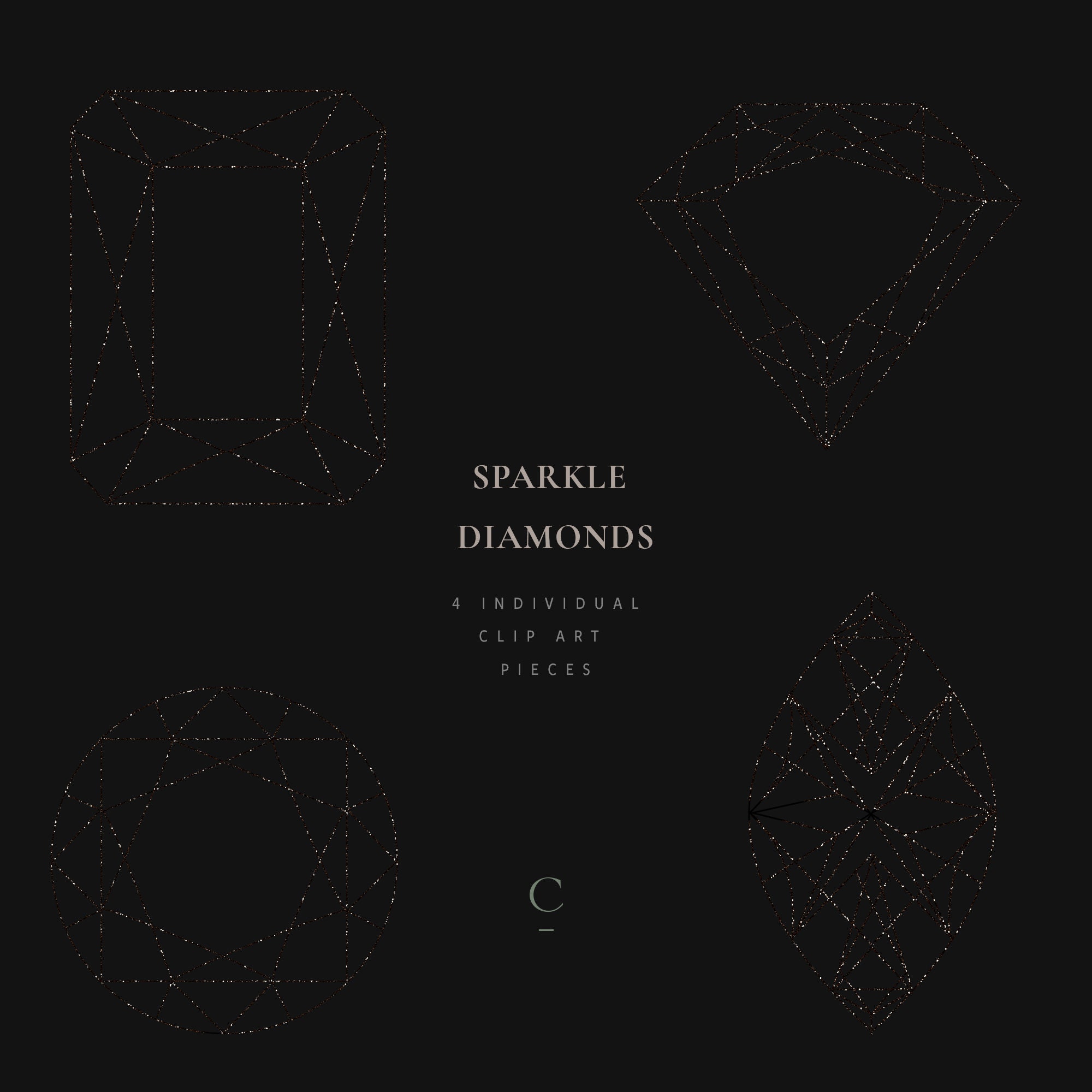 Sparkle Diamonds | Digital Clip Art | Glitter Diamond Shaped Clip Art ...