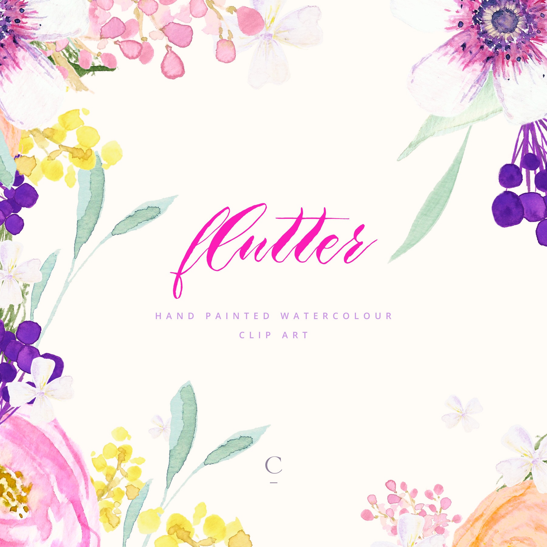 Flutter Watercolour Hand-painted Clip Art Ranunculus - Etsy