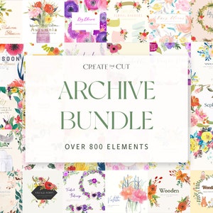 Archive Bundle, Watercolor Clip Art Bundle, Floral Clipart Bundle ...