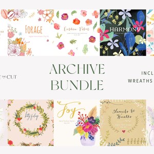 Archive Bundle, Watercolor Clip Art Bundle, Floral Clipart Bundle ...