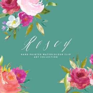 Rosey | Watercolour Flower Clip Art Collection | Pink Roses | Magenta ...