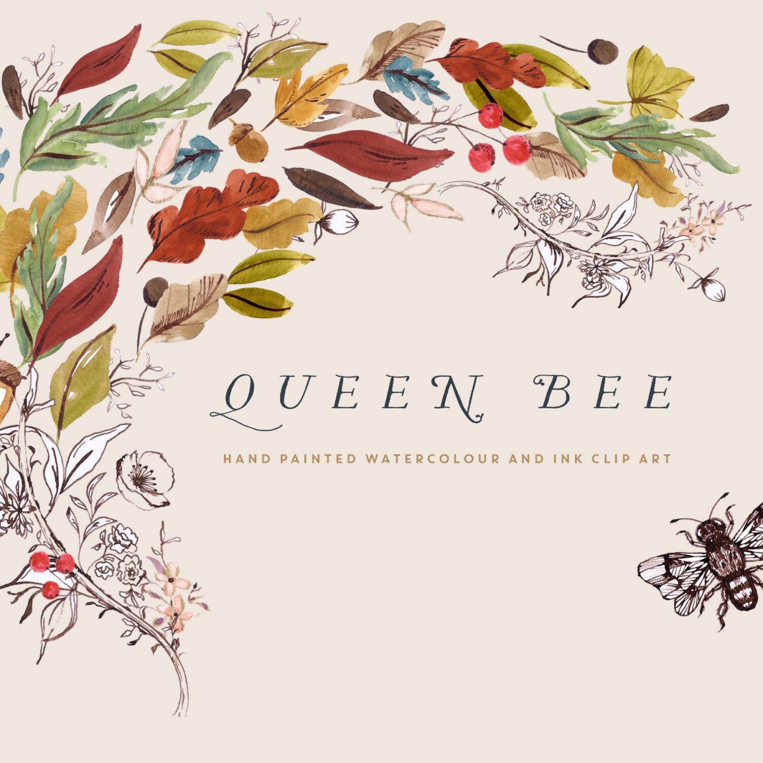 Hand Painted Watercolor Fall Clipart Autumn Illustrations | Etsy