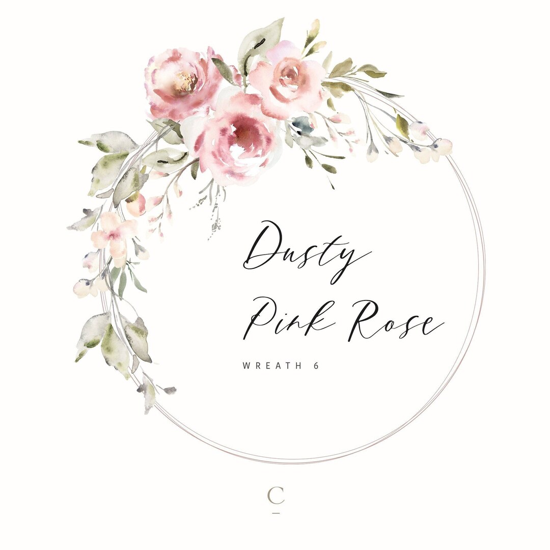 Rustic Floral Wreath Clipart in Dusty Rose: Ideal for Boho Wedding ...