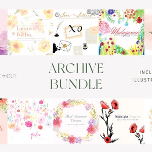 Archive Bundle, Watercolor Clip Art Bundle, Floral Clipart Bundle ...