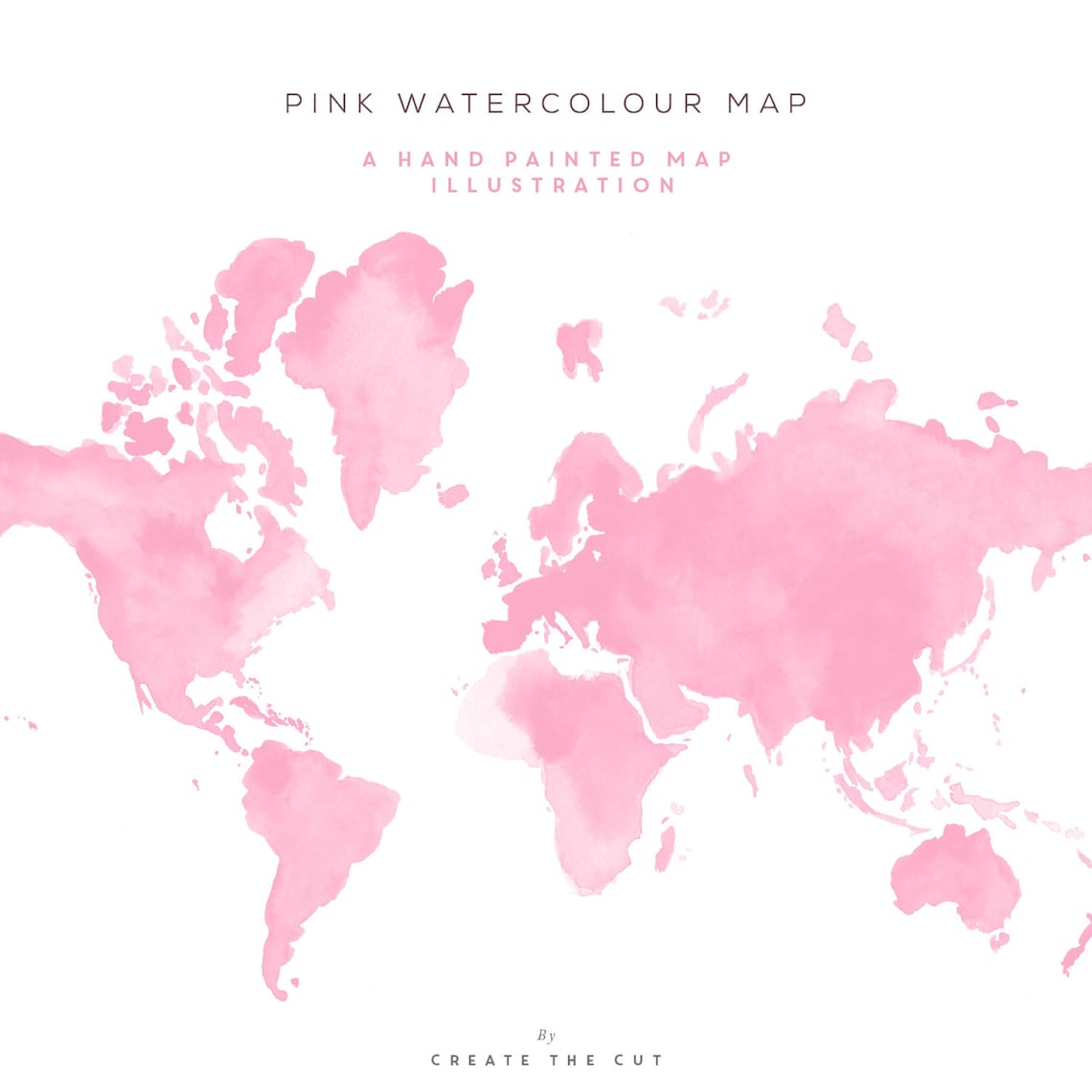 Pink Watercolour Map Illustrations Hand-painted | Etsy