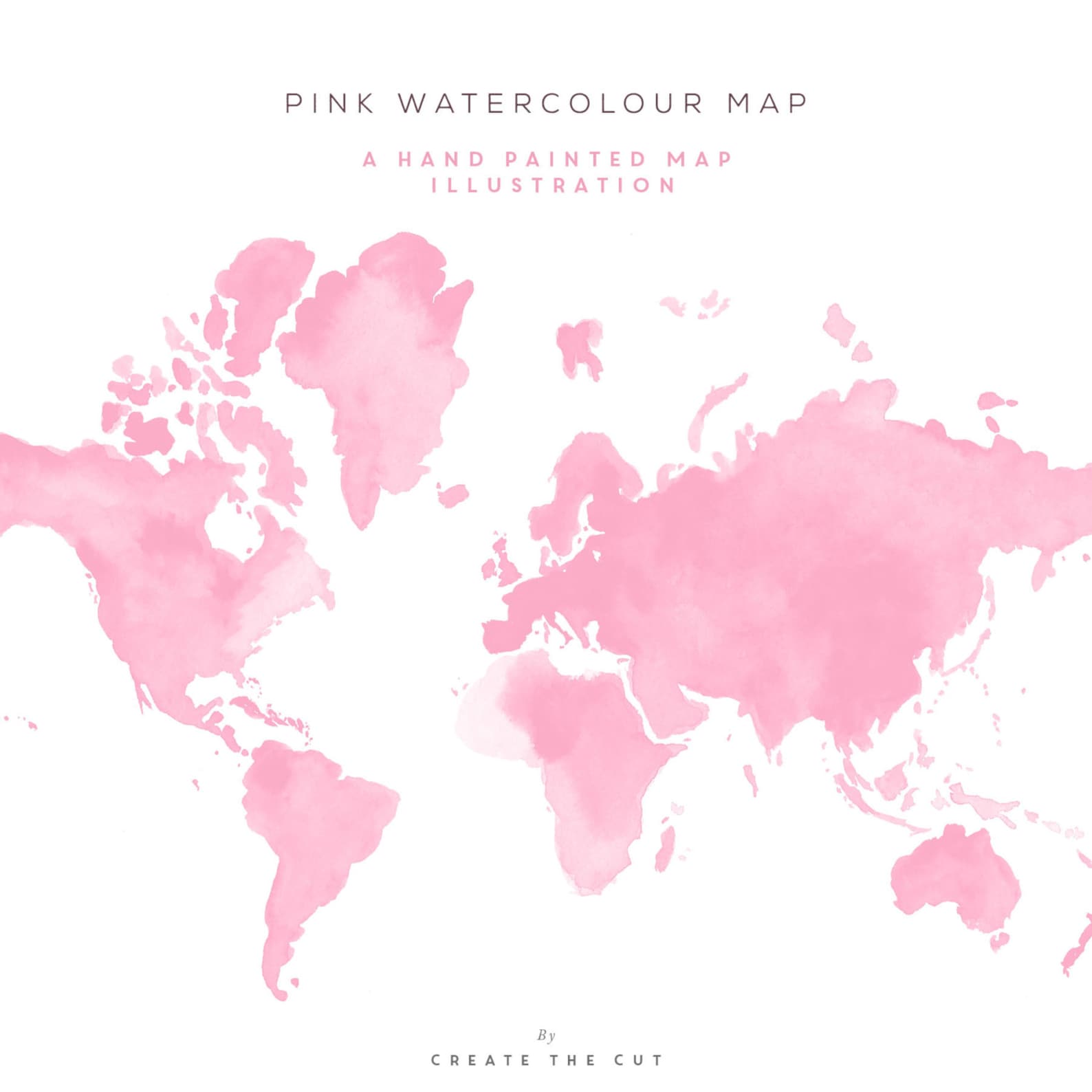 Pink Watercolour Map Illustrations Hand-painted | Etsy