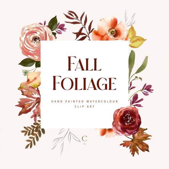 Watercolor Fall Floral Clipart Autumn Watercolor Leaves | Etsy