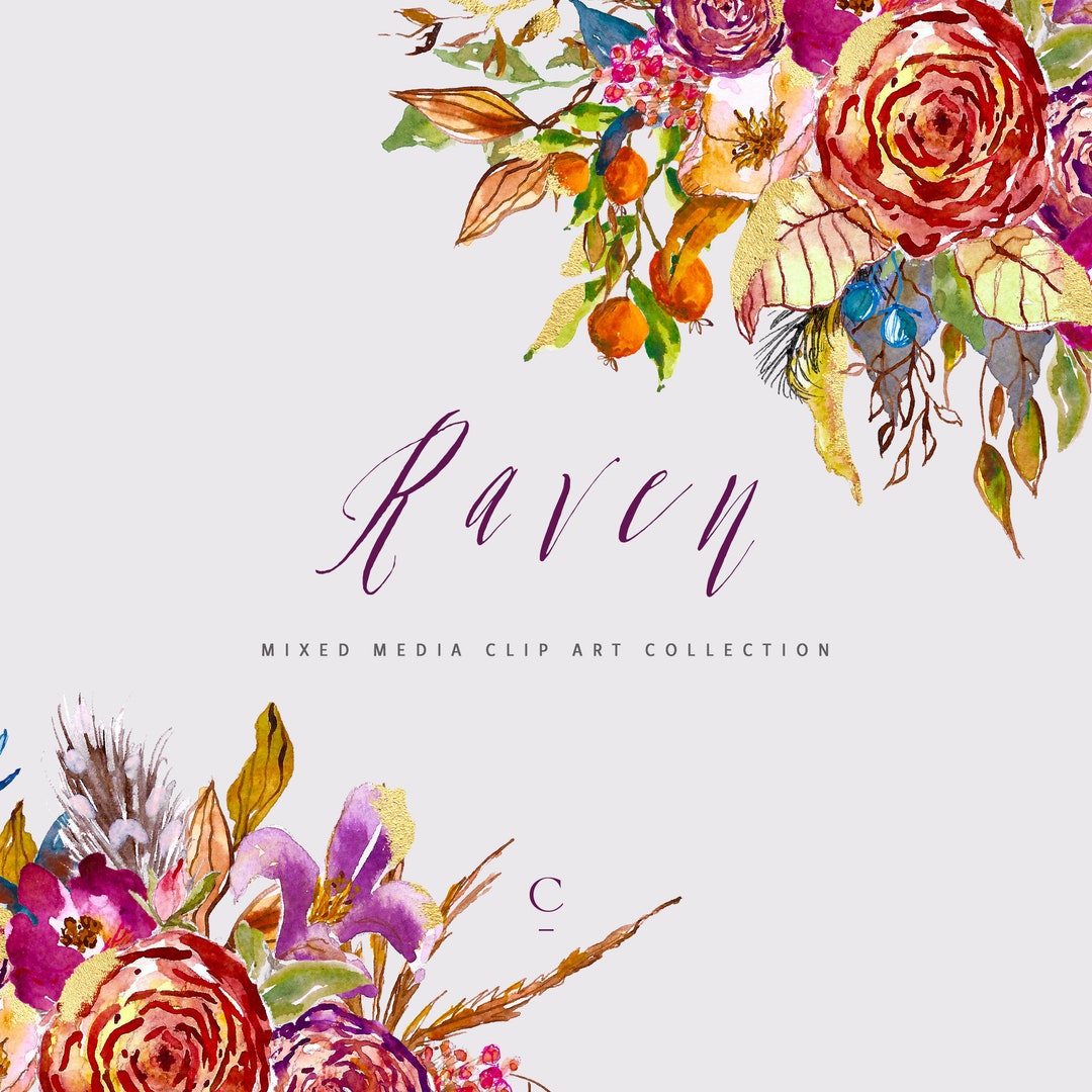 Floral Watercolor Clipart, Fall Clipart, Autumn PNG, Hand Painted Clip ...