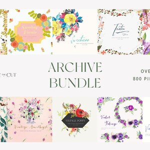 Archive Bundle, Watercolor Clip Art Bundle, Floral Clipart Bundle ...