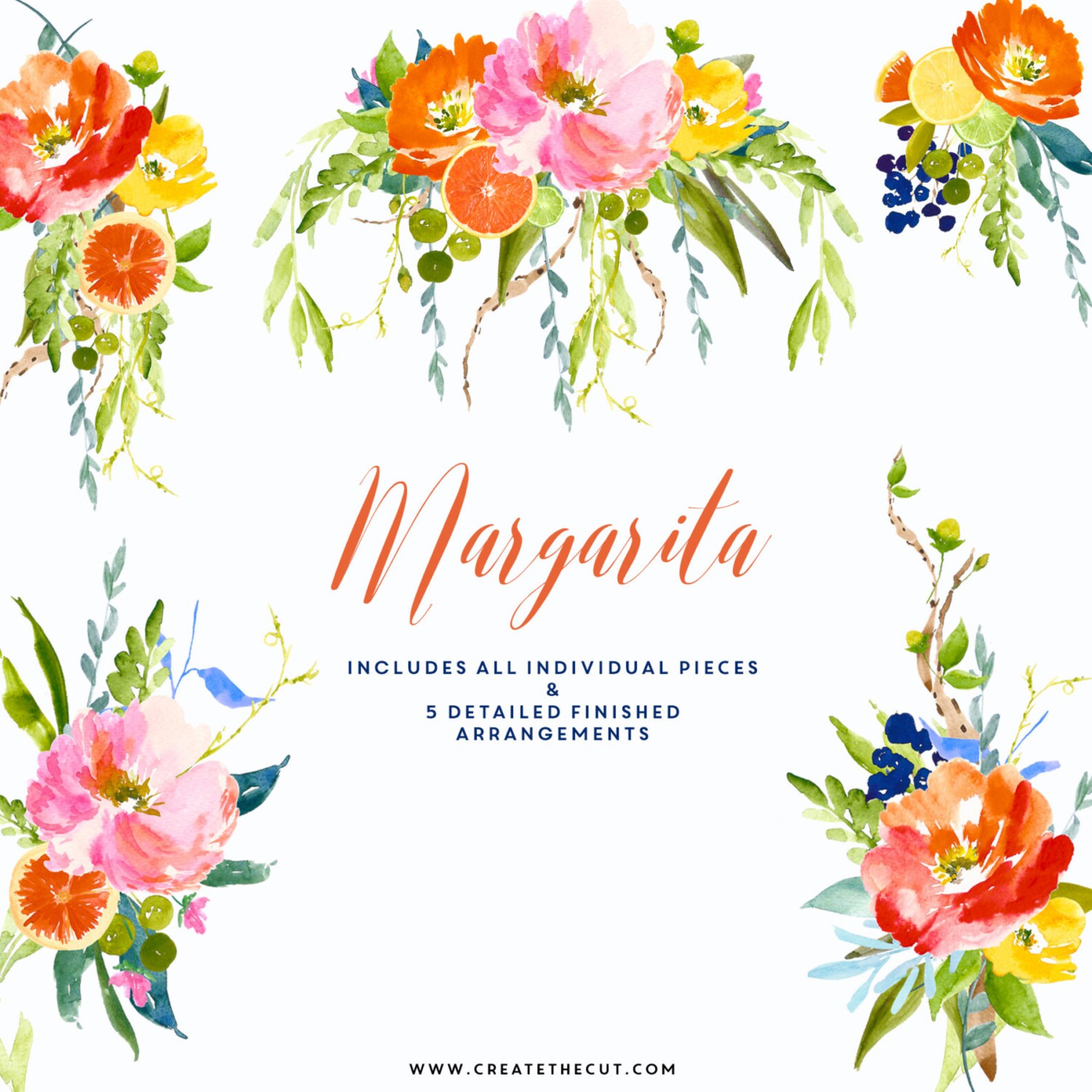 Margarita Design Kit Hand-painted Watercolour Floral Clip | Etsy