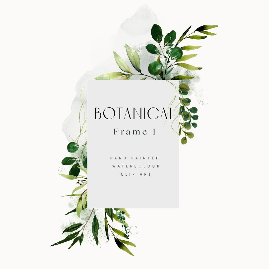 Watercolor Frame Clipart - Watercolor Greenery - Botanical Clipart ...