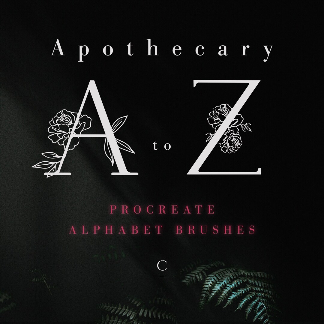 Botanical Alphabet Procreate Brushes - Procreate Floral Alphabet Stamps ...