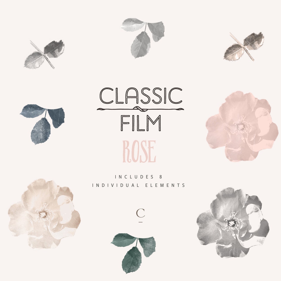 Flower Clipart Floral Clip Art Vintage Clipart Rose PNG - Etsy