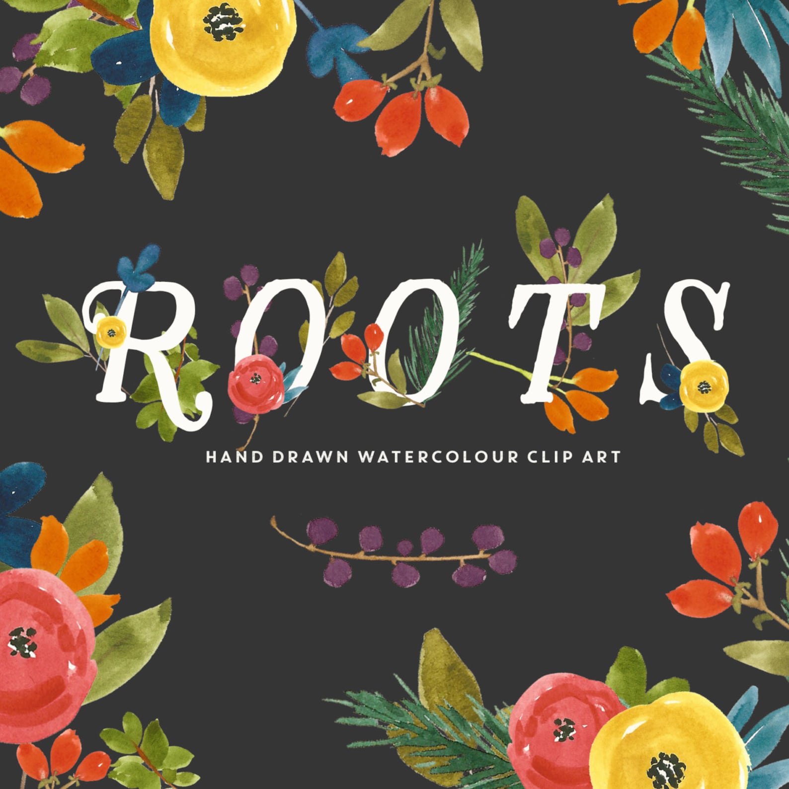 Roots Flower Clip Art Watercolour Hand-painted Red - Etsy UK